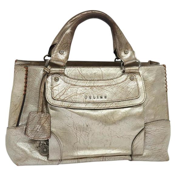 Celine | Bags | Celine Hand Bag Leather Silver Auth 22525 | Poshmark